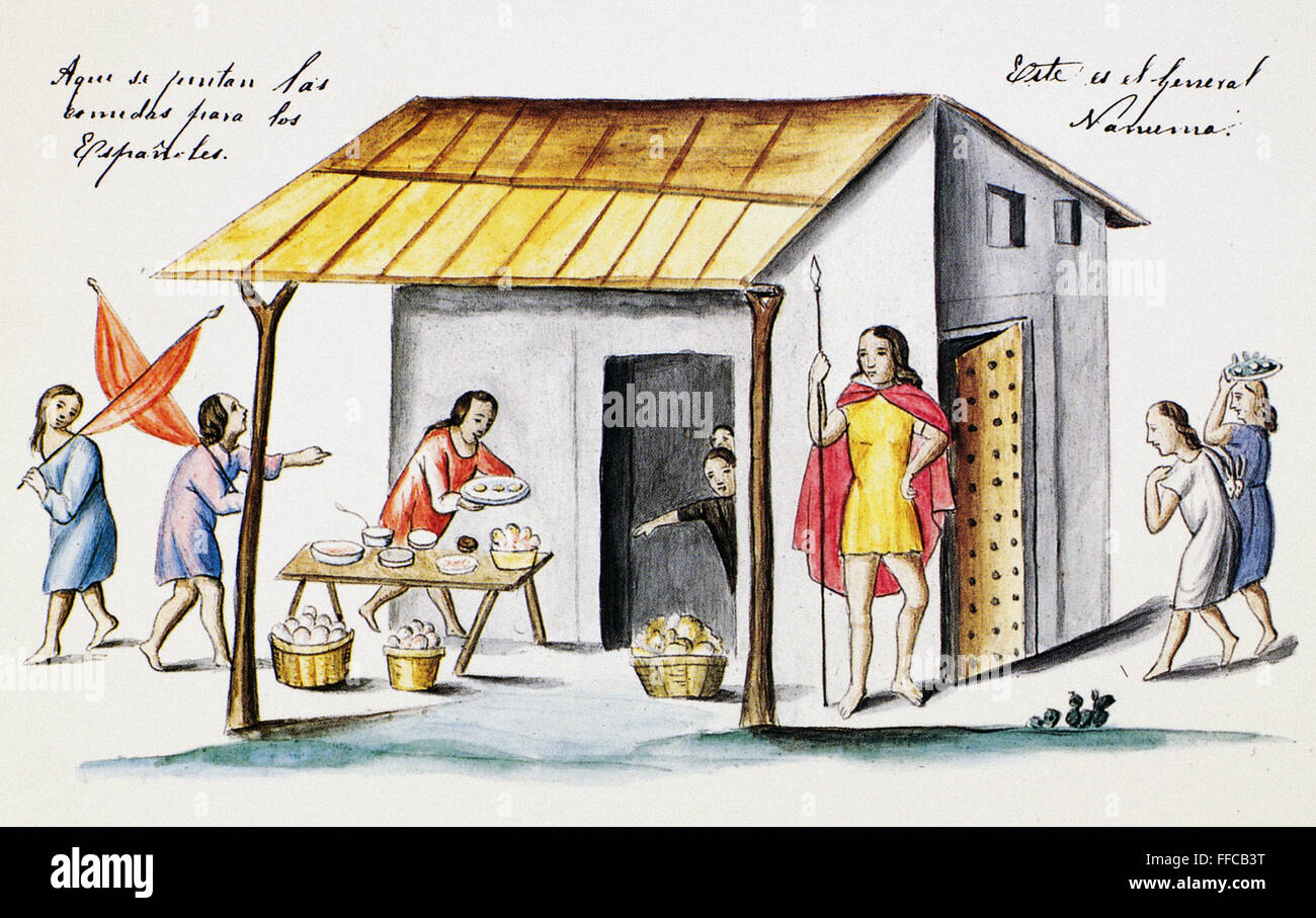 MEXICO: SPANISH EXPLORERS. /nGeneral Nanuma watching his men prepare a ...