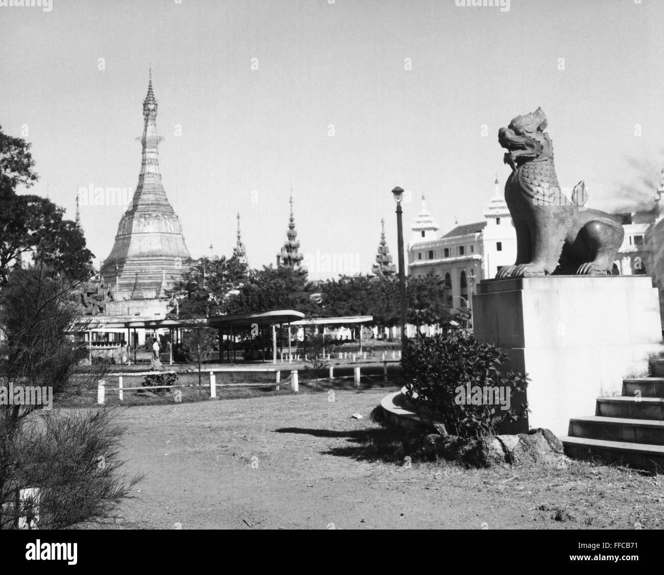 BURMA: RANGOON PAGODA. /nSule Pagoda, built c200 BC, at Rangoon, Burma ...