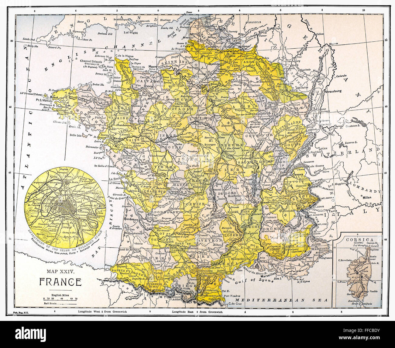 MAP: FRANCE. /nEngraving, 19th century Stock Photo - Alamy