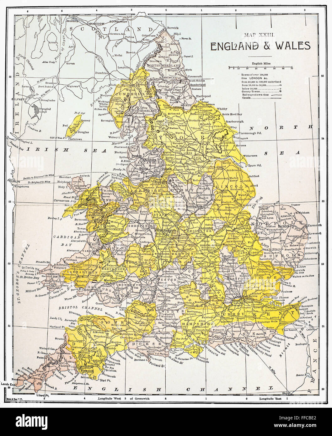MAP: ENGLAND & WALES. /nLine engraving, 19th century Stock Photo - Alamy