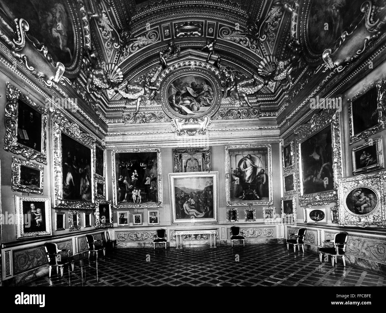 FLORENCE: PITTI PALACE. /nView of the Saturn room of the Pitti Gallery ...