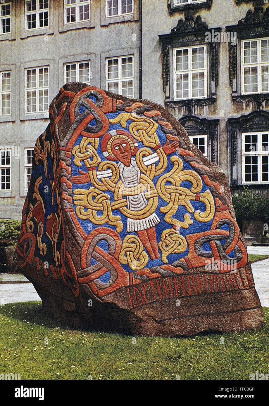 JELLING RUNE STONE. /nA replica of the mid-10th century rune stone from ...