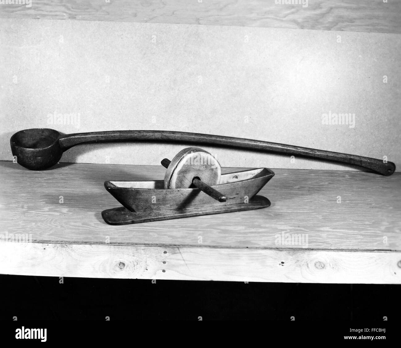 COLONIAL UTENSILS. /nMaple syrup ladle and herb crusher, hand carved ...