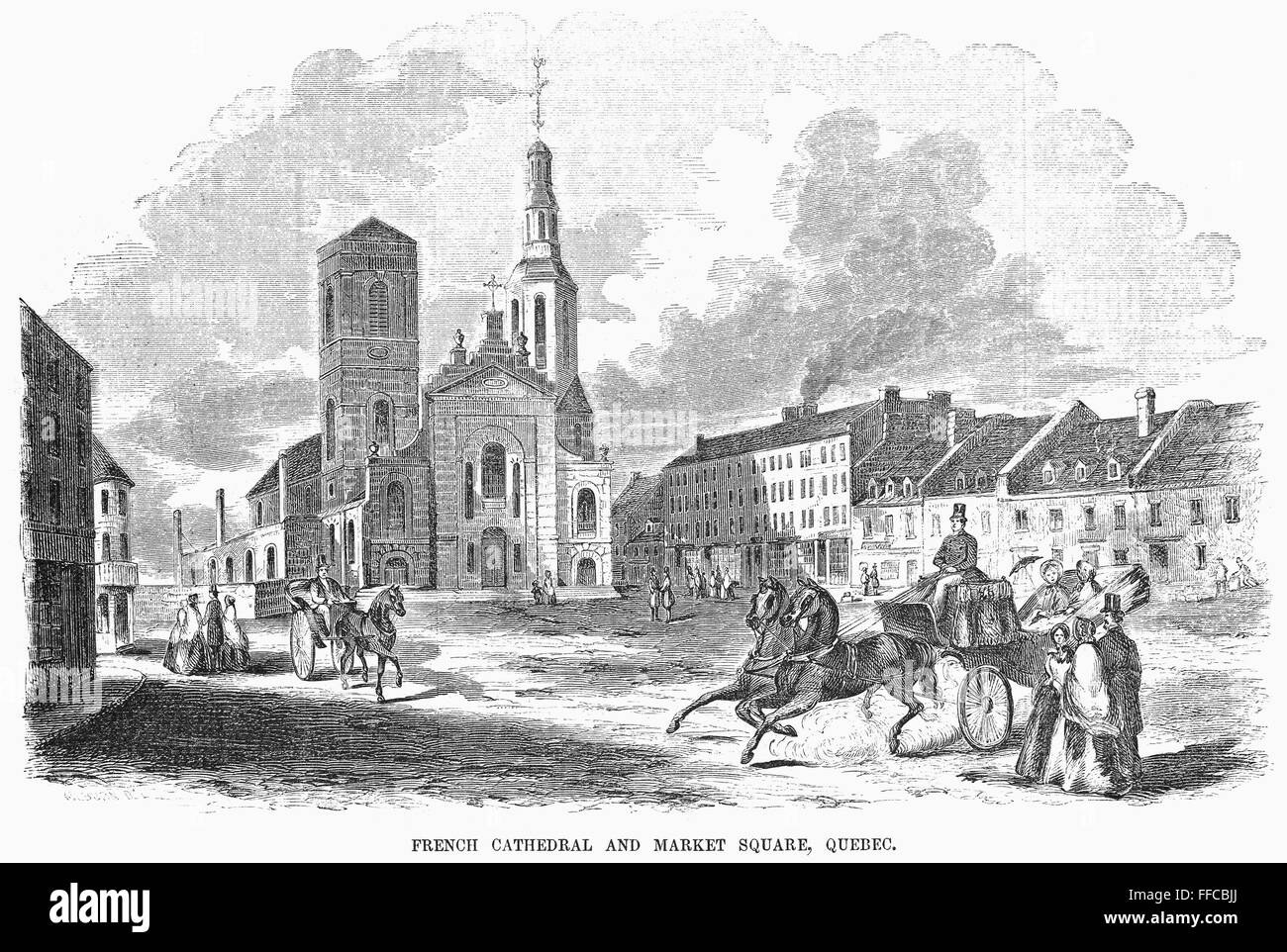 CANADA: QUEBEC, 1855. /nFrench Cathedral and Market Square at Quebec ...