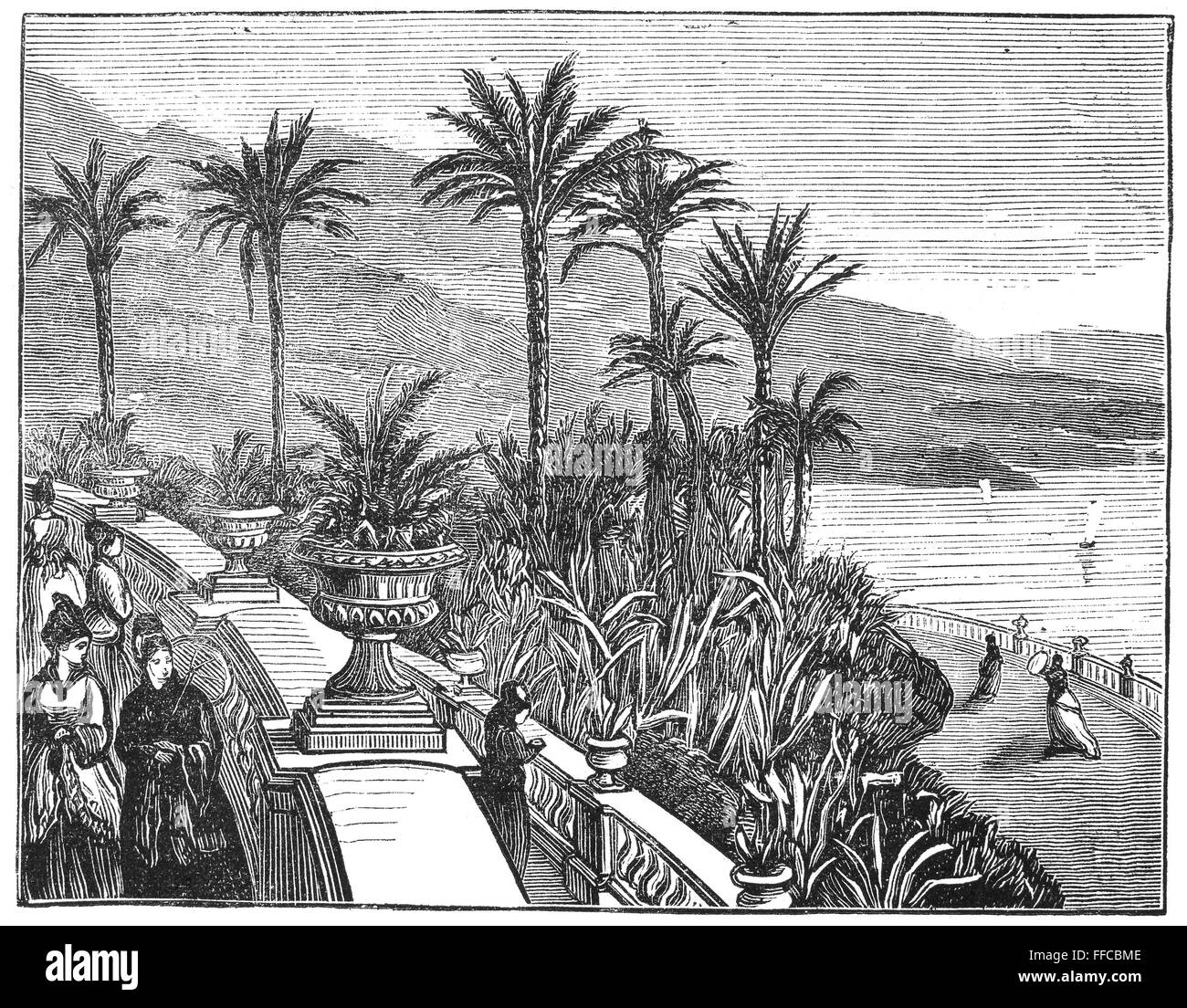 MONACO: BALCONY, 1875. /nA balcony overlooking the Mediterranean at ...