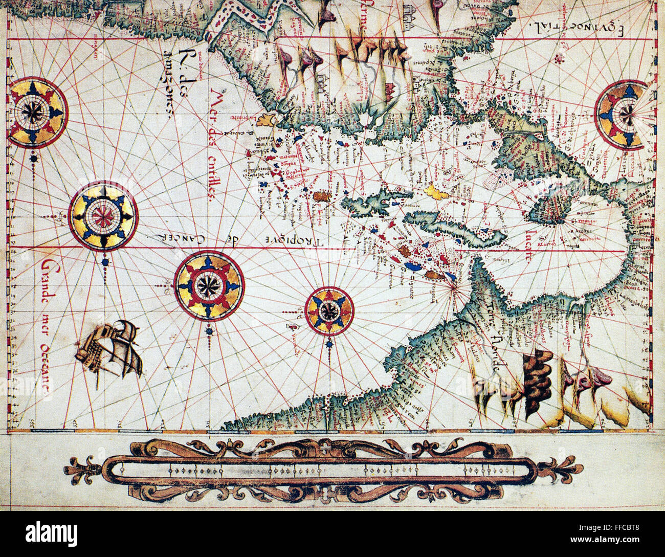 MAP: PORTOLAN ATLAS, c1545. /nPortolan Atlas showing the Caribbean ...