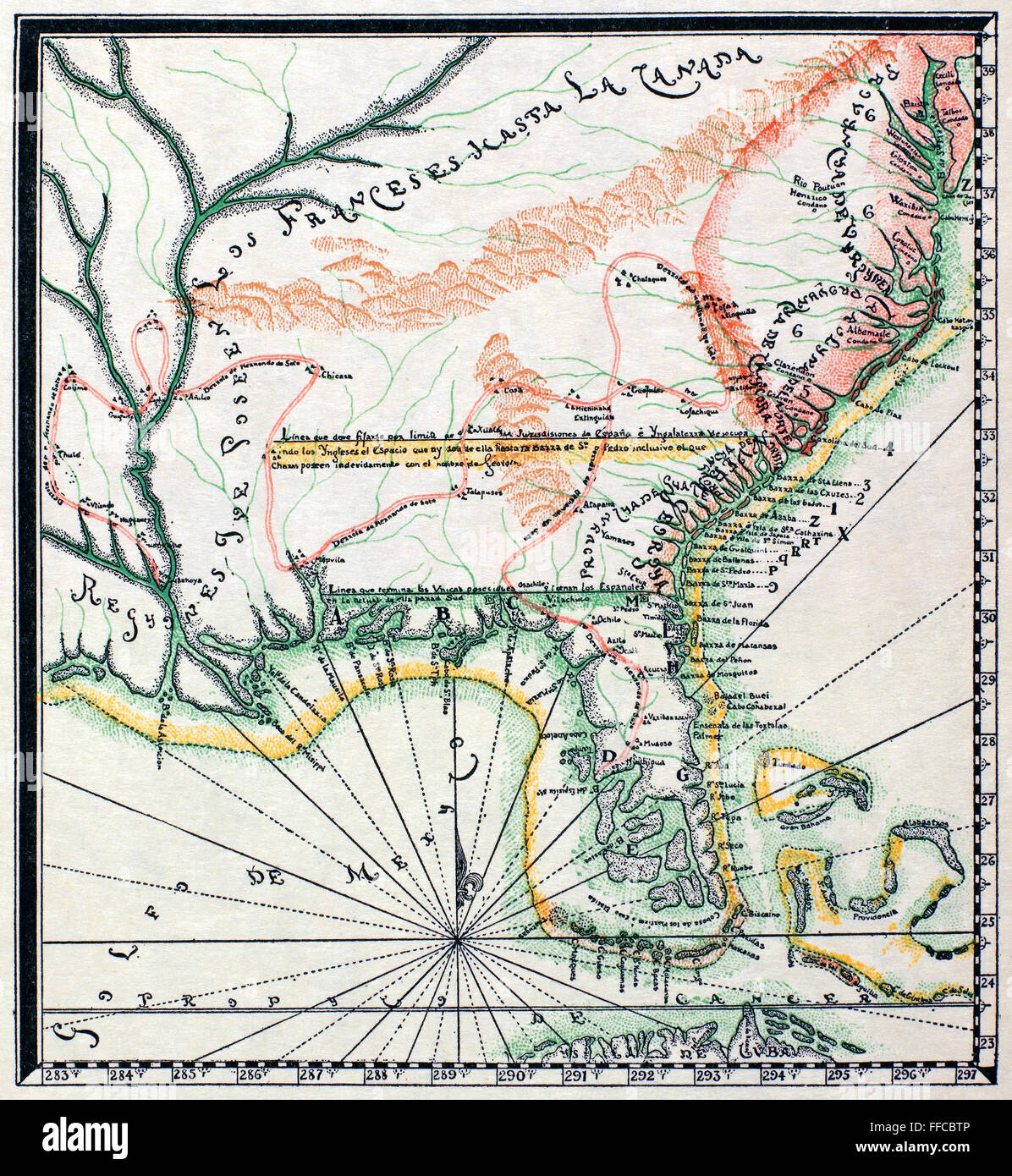 MAP: NORTH AMERICA, 1742. /nPossession of the Spanish and the English ...