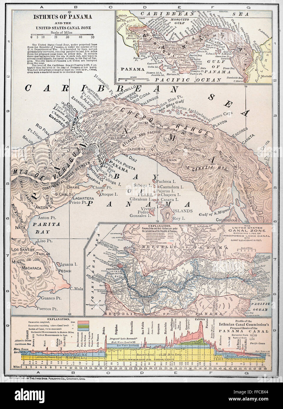 MAP: PANAMA, 1907. /nMap of Panama showing the United States Canal Zone ...