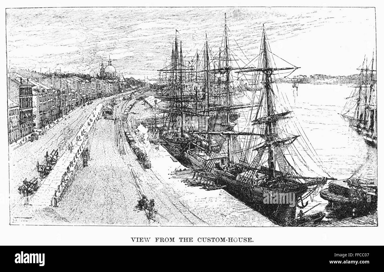 MONTREAL: DOCKS, 1889. /nView of the docks at Montreal, Canada. Line ...