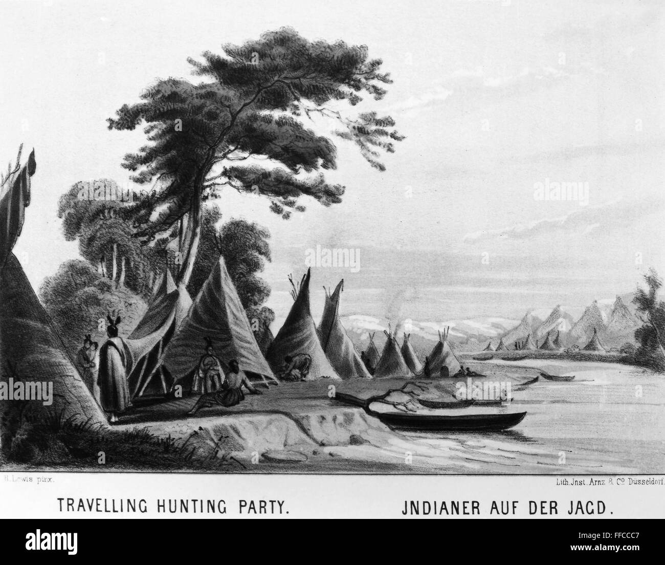 NATIVE AMERICANS: HUNTING PARTY. /nA Native American traveling hunting ...