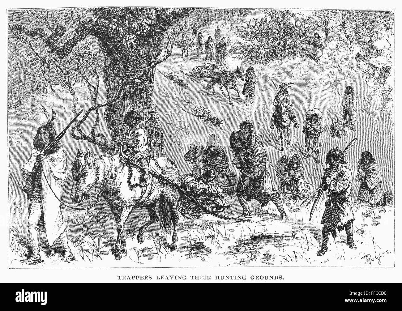 CANADA: NATIVE AMERICAN TRAPPERS. /nNative American trappers leaving ...