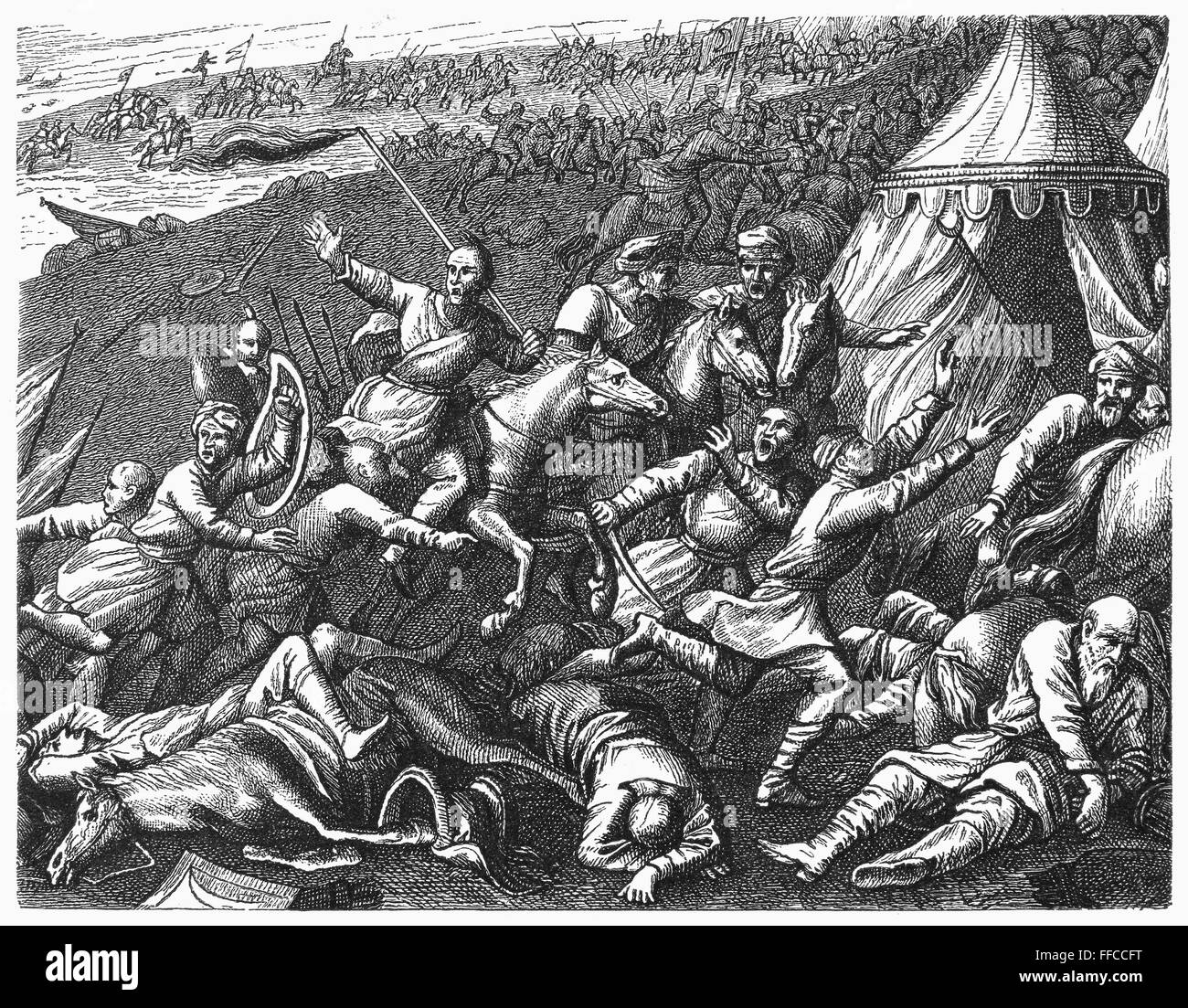 BATTLE OF ZENTA, 1697. /nThe flight of the Turkish army after its ...