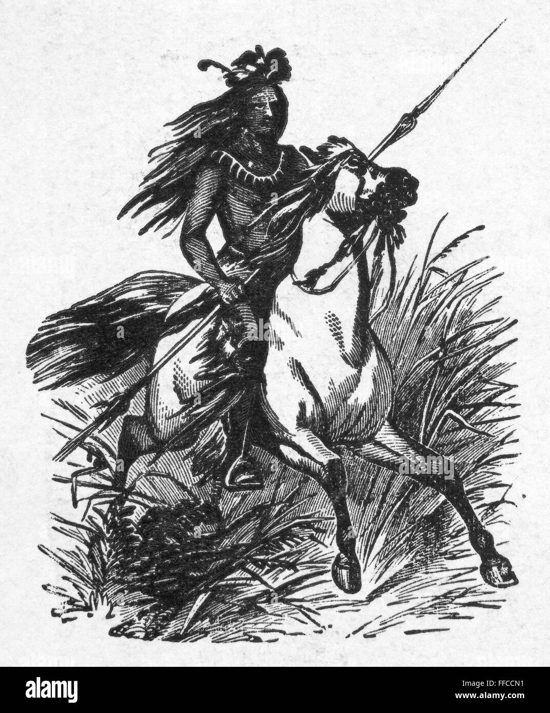 NATIVE AMERICAN, 19th CENTURY. /nLine engraving, American, 19th century ...
