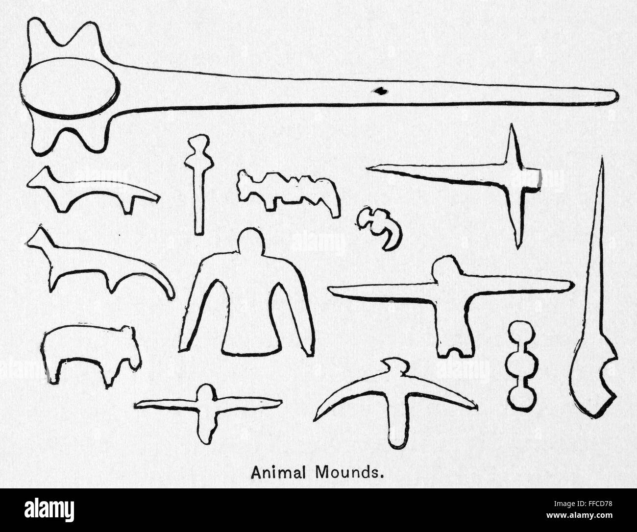 ANIMAL MOUNDS. /nPre-Columbian animal-shaped mounds built by Native ...