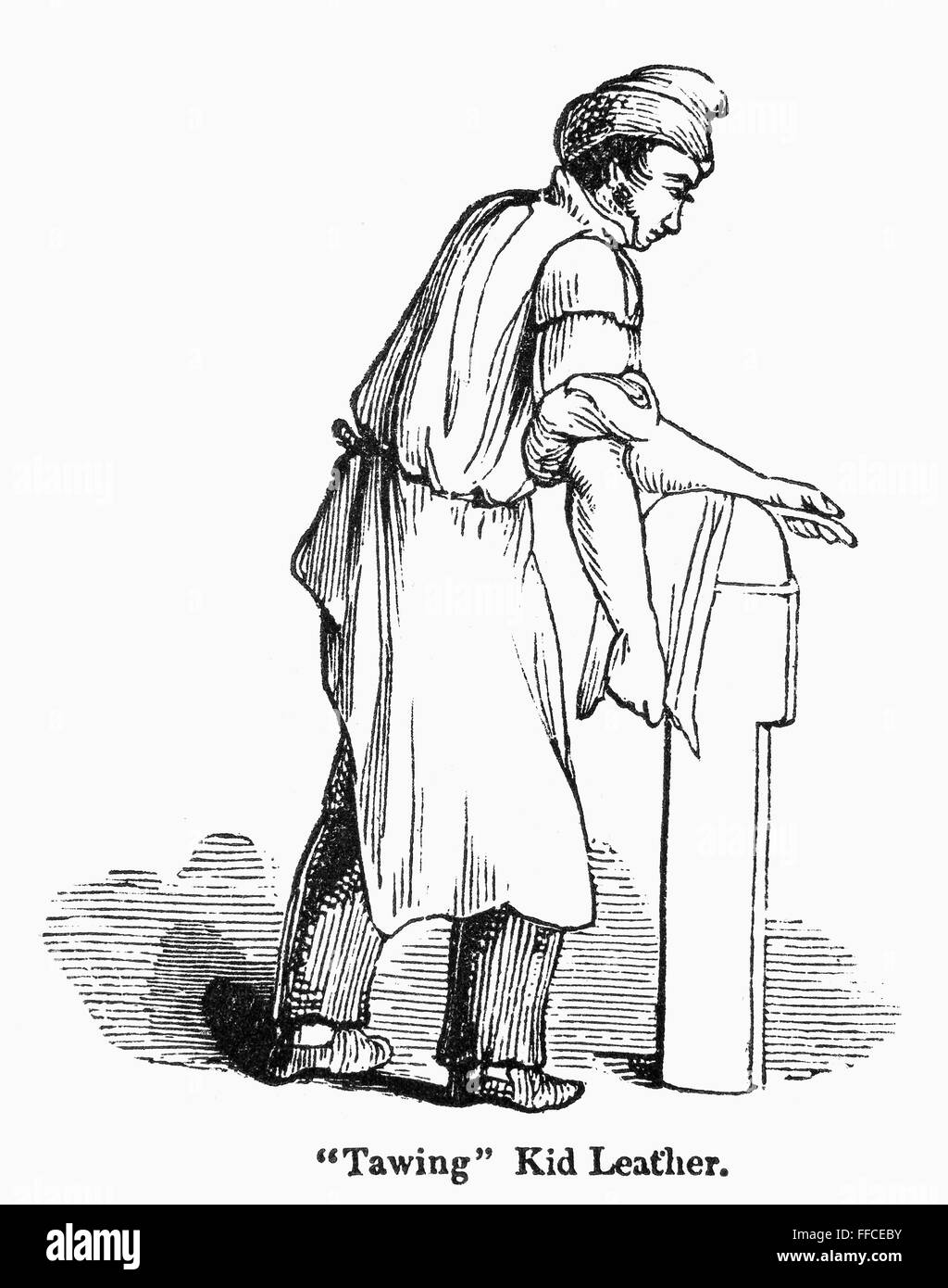 LEATHER MANUFACTURE, c1840. /nThe tawing (dressing) of kid leather ...