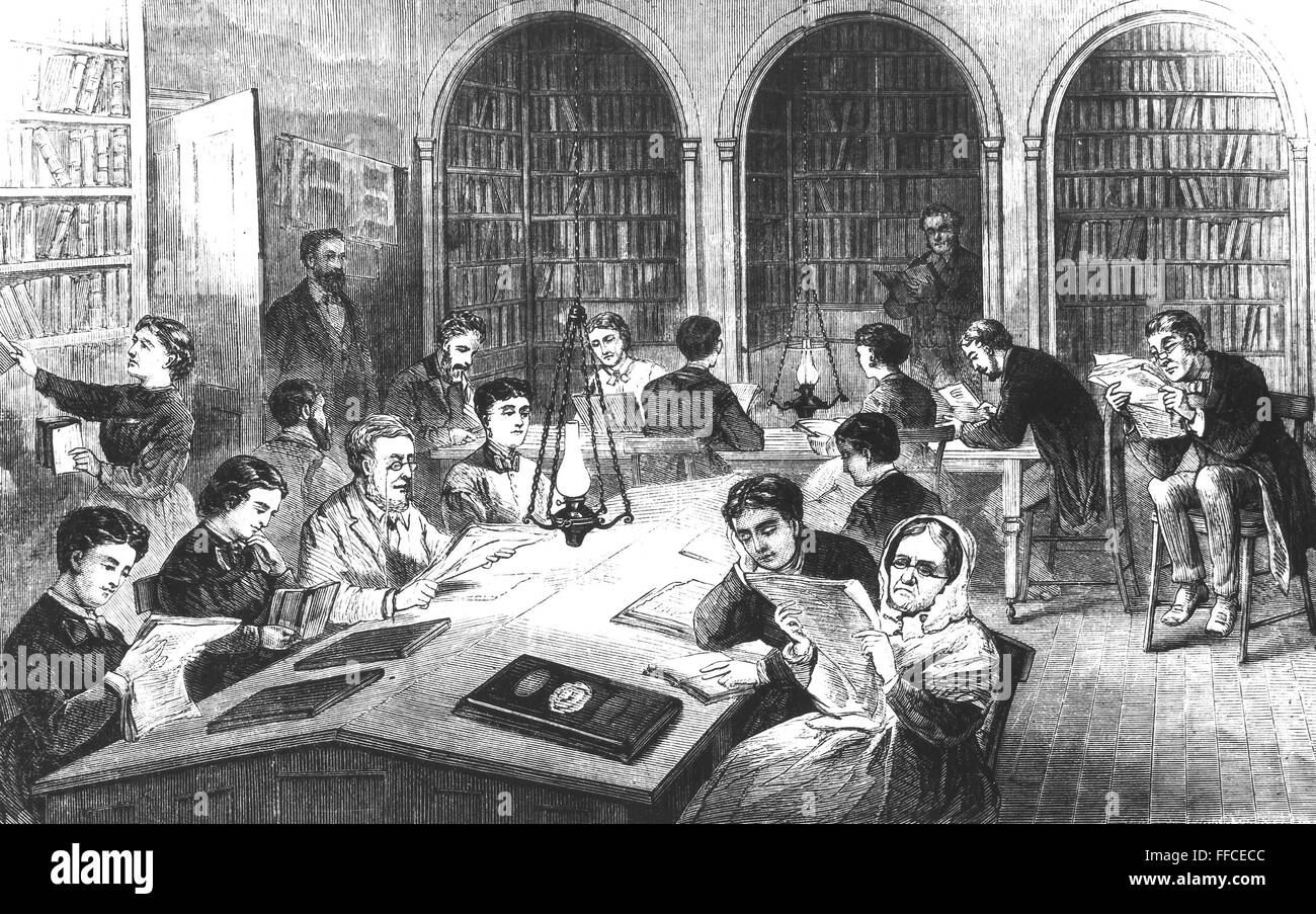 ONEIDA COMMUNITY: LIBRARY. /nScene in the library of the Oneida ...