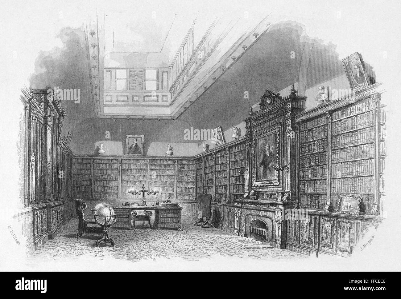 PRIVATE LIBRARY, c1850. /nThe library at the residence of Edward ...