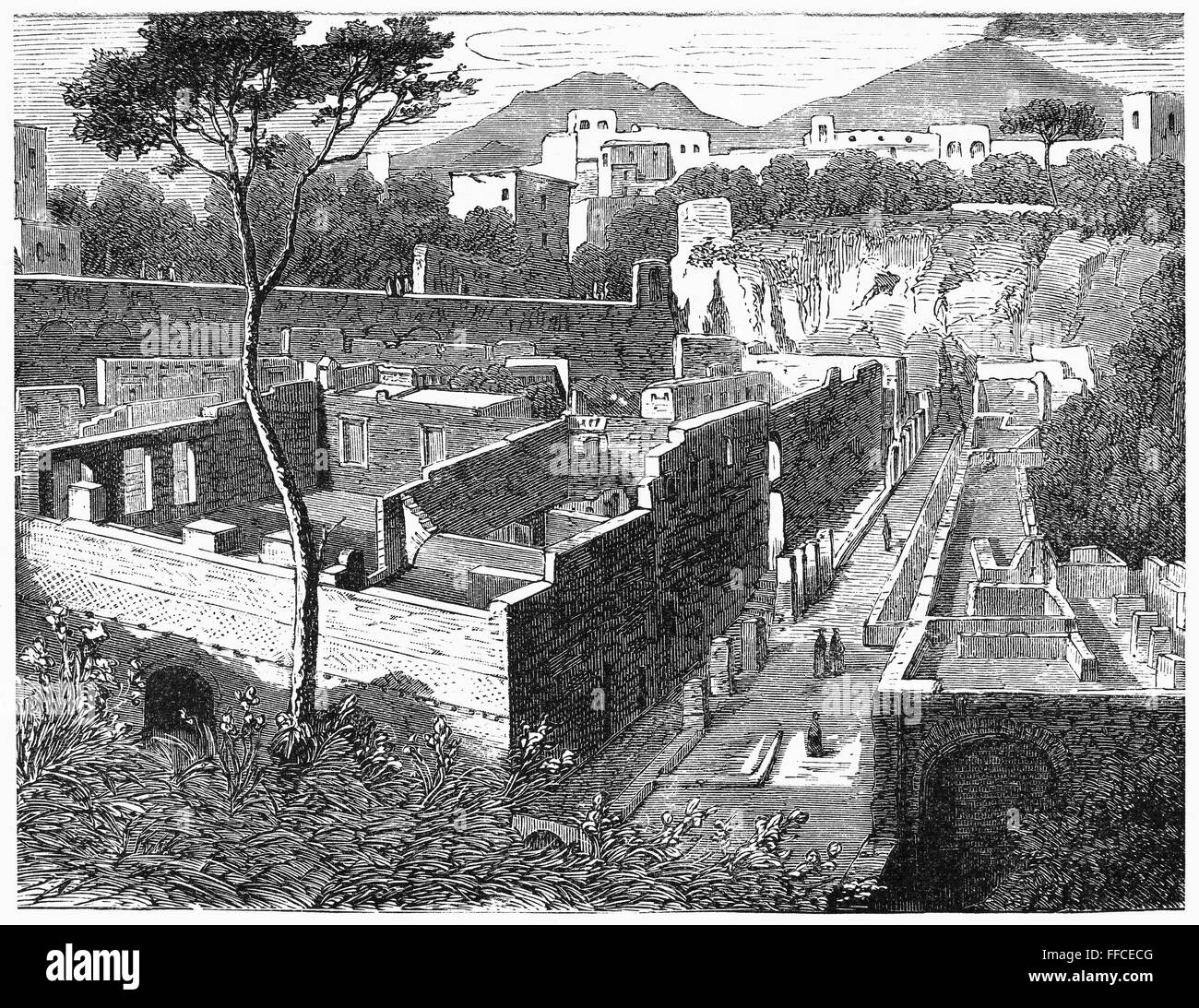 HERCULANEUM: LIBRARY. /nRuins of the library of Herculaneum, Italy ...