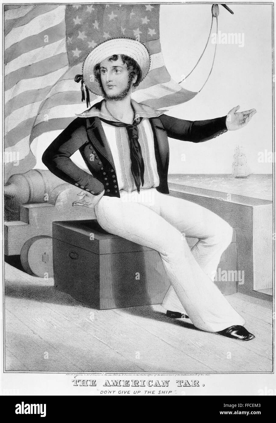 AMERICAN SAILOR, 1845. /nThe American tar. Lithograph, 1845, by Currier ...