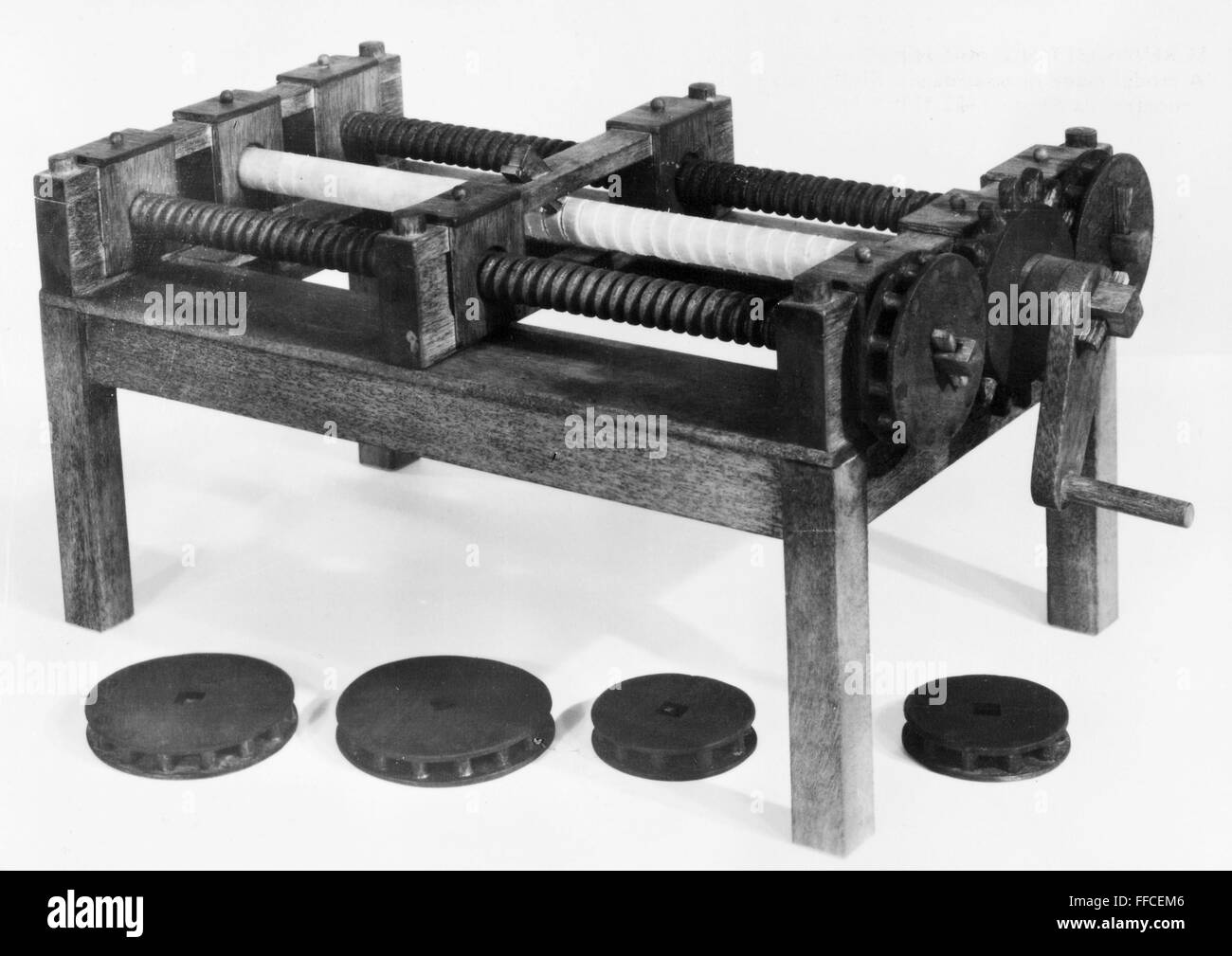 LEONARDO: SCREW-MAKER. /nModel of a screw-making machine made in ...