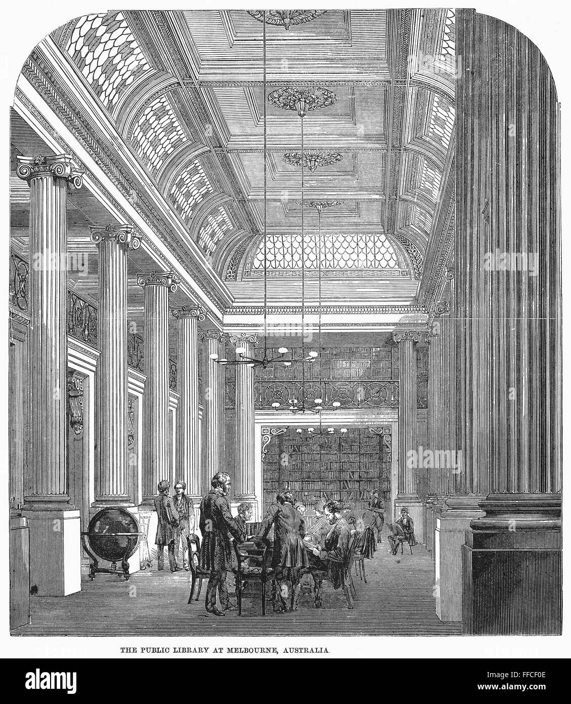 AUSTRALIA: LIBRARY, 1860. /nA hall at the public library of Melbourne ...