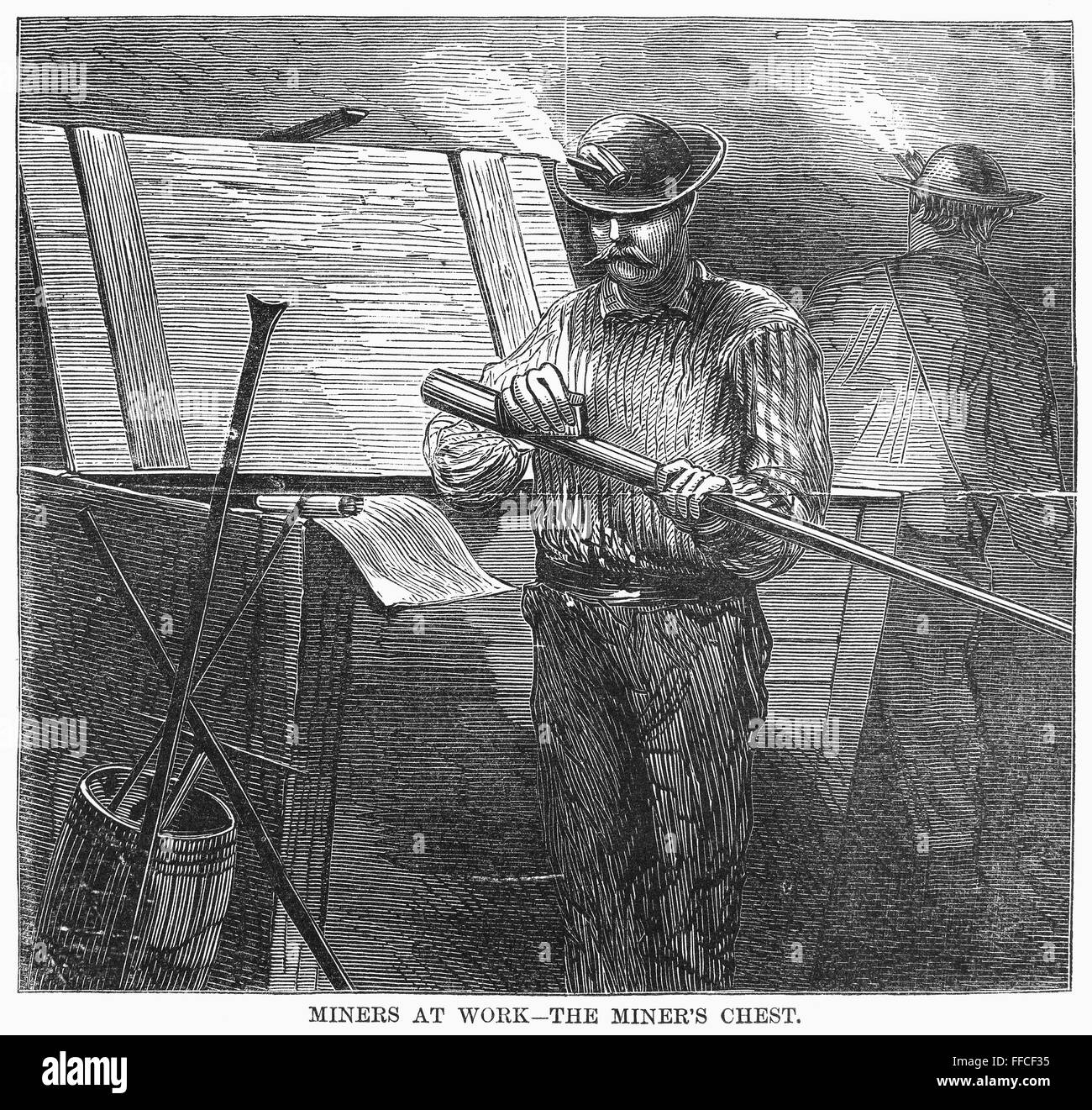 COAL MINING, 1869. /n'Miners at work - The Miner's Chest.' Coal miners ...