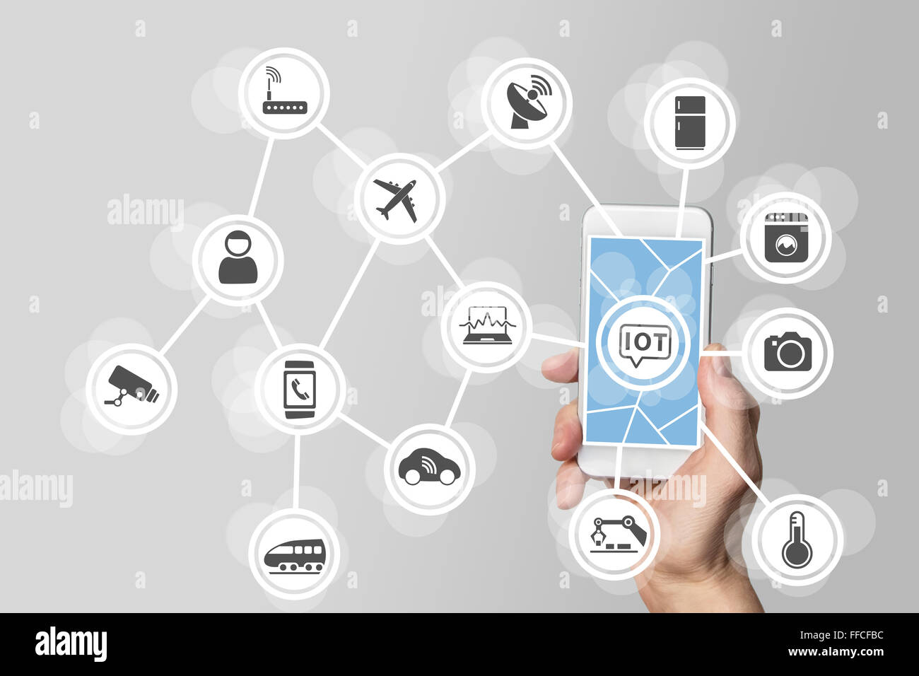 Internet of things (IOT) concept illustrated by modern smartphone ...