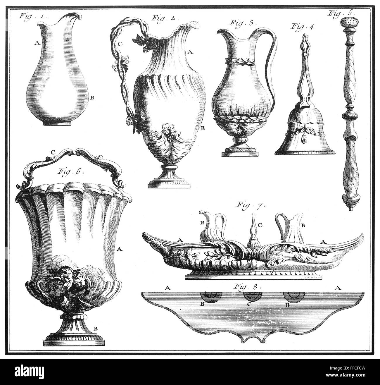 FRANCE: SILVERWARE. /nEngraved designs for silverware, pitchers and ...