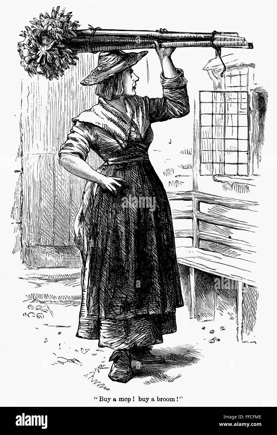 LONDON: MOP PEDDLER. /nLine engraving, 19th century Stock Photo - Alamy
