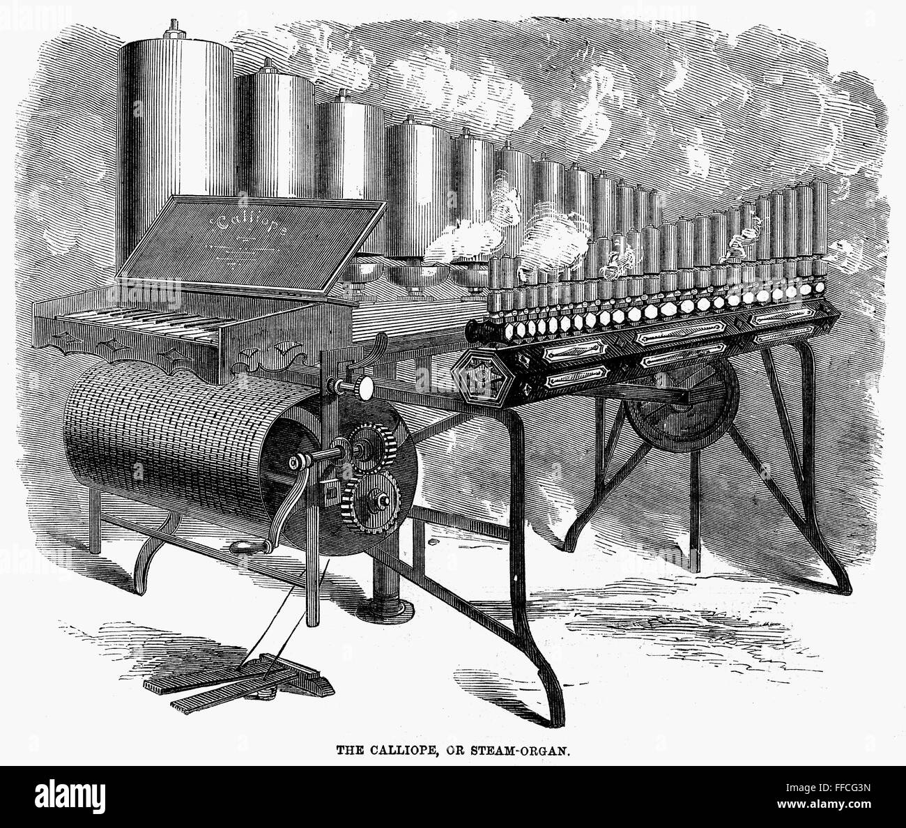 CALLIOPE, 1859. /nA calliope, or steam-organ. Wood engraving, English ...