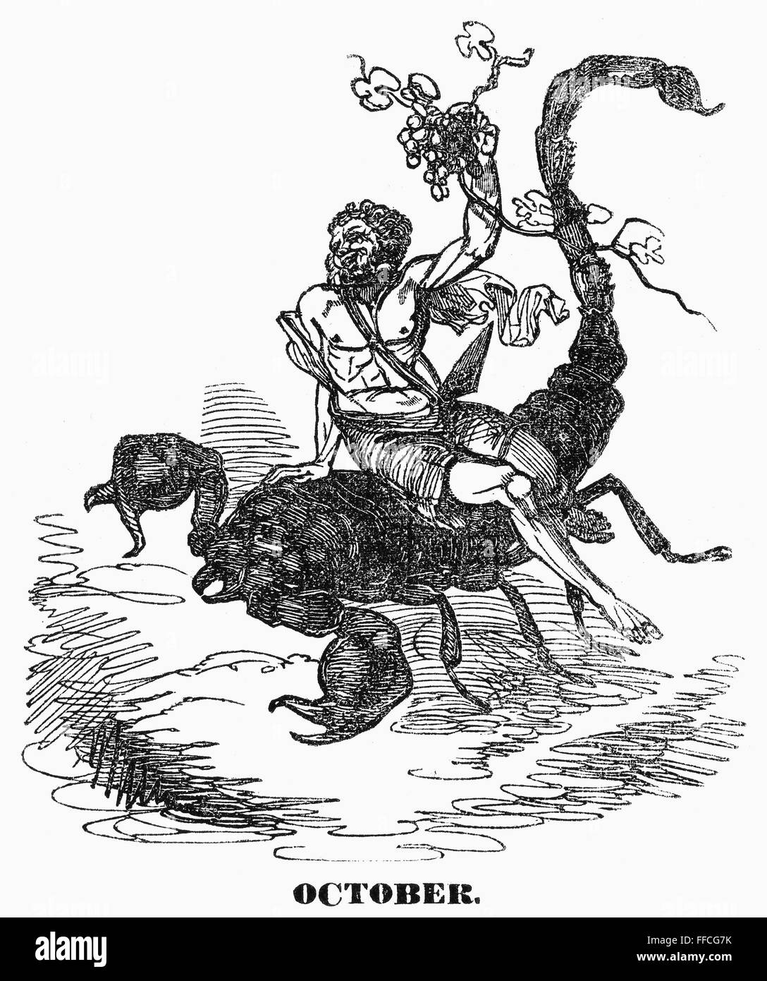 ALLEGORY: OCTOBER, 1837. /nWood engraving, American, 1837 Stock Photo ...