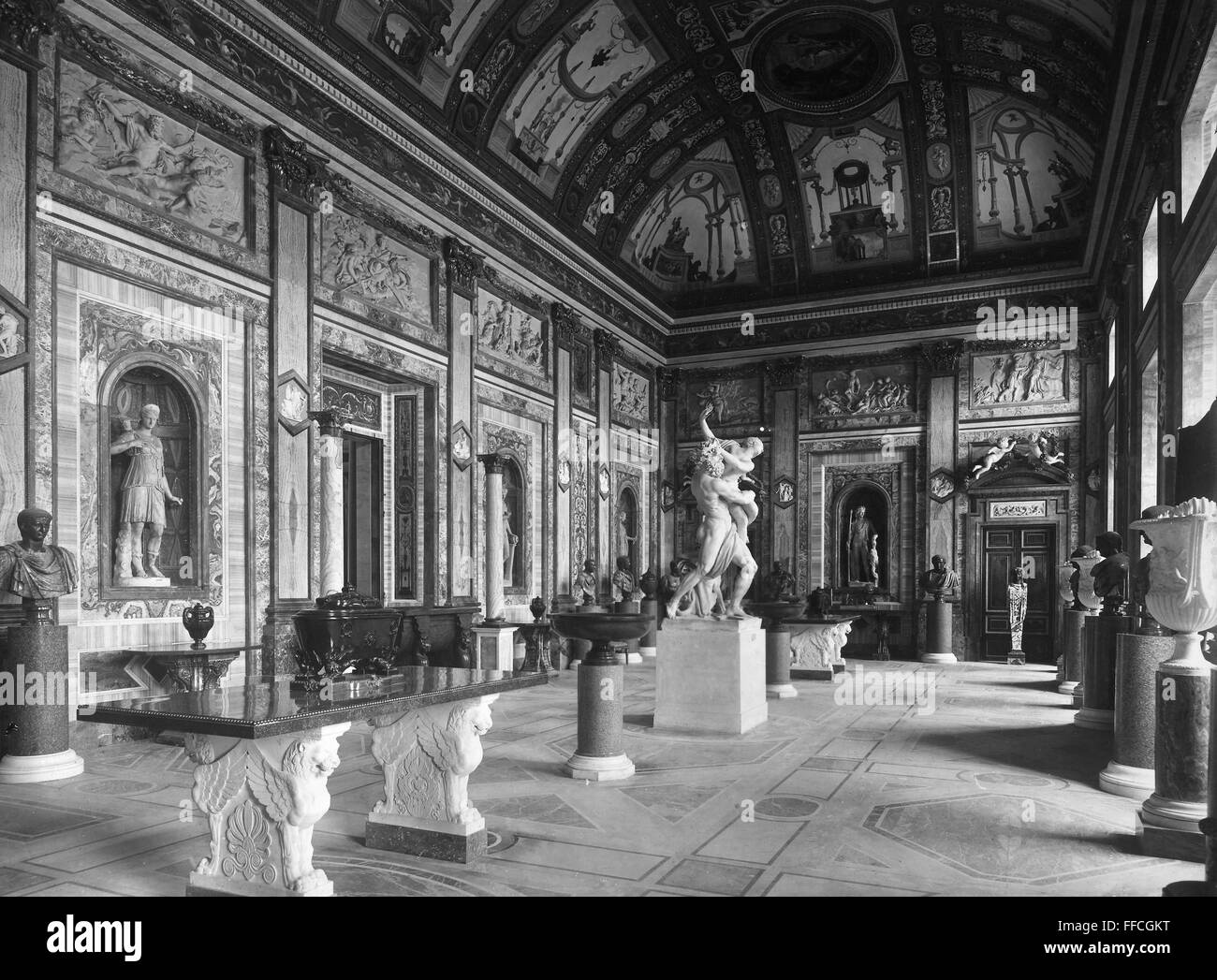 ROME: BORGHESE GALLERY. /nView of the sculpture hall at the Borghese ...