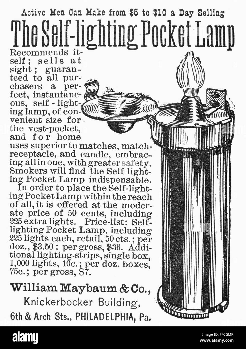 ADVERTISEMENT: LIGHTER. /nAdvertisement for 'The Self-Lighting Pocket ...