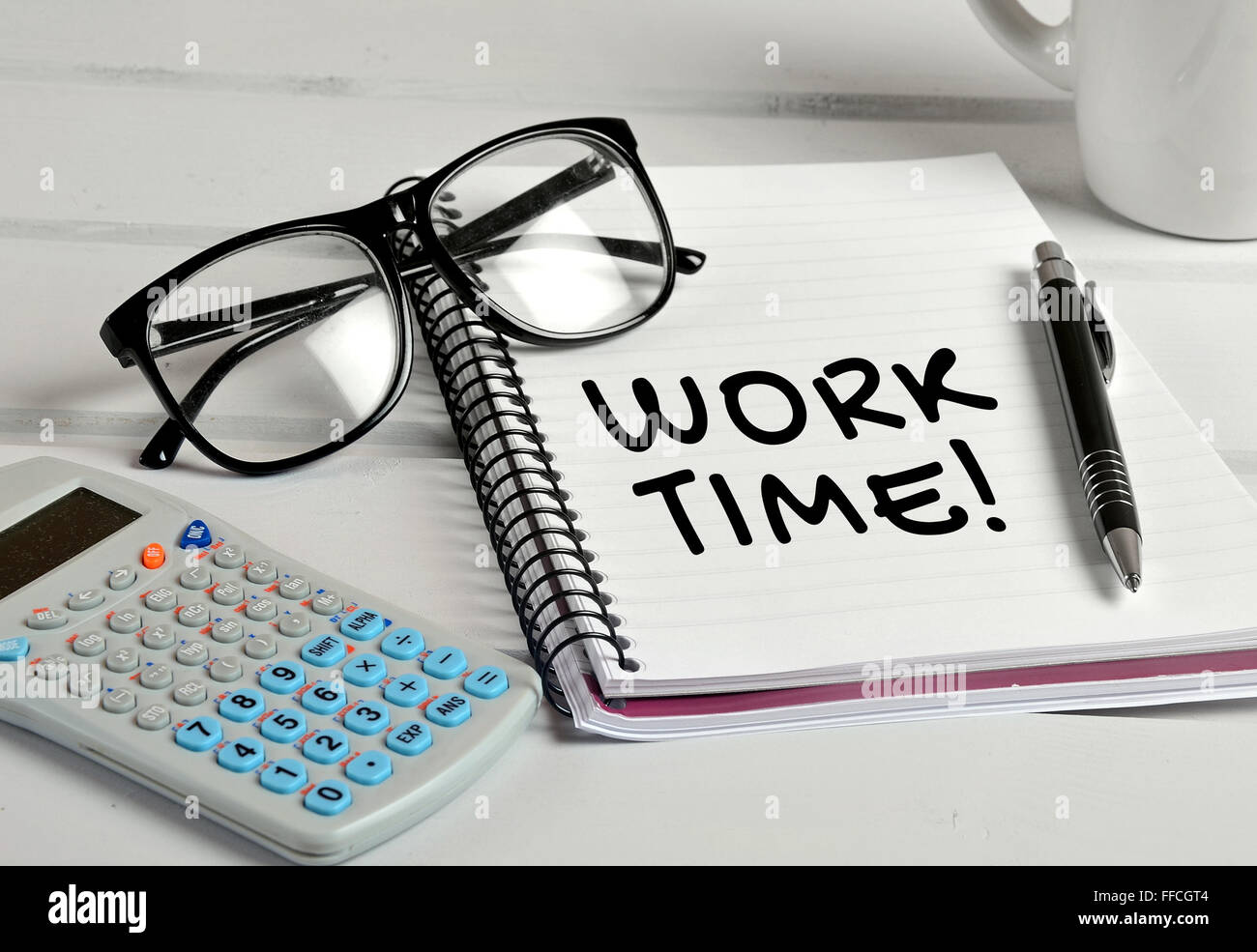 Work Time word on notebook page Stock Photo - Alamy