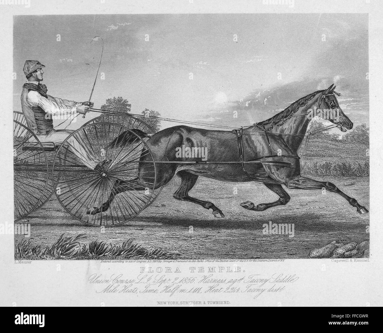 HORSE RACING, 1857. /nSteel engraving, American, 1857 Stock Photo - Alamy