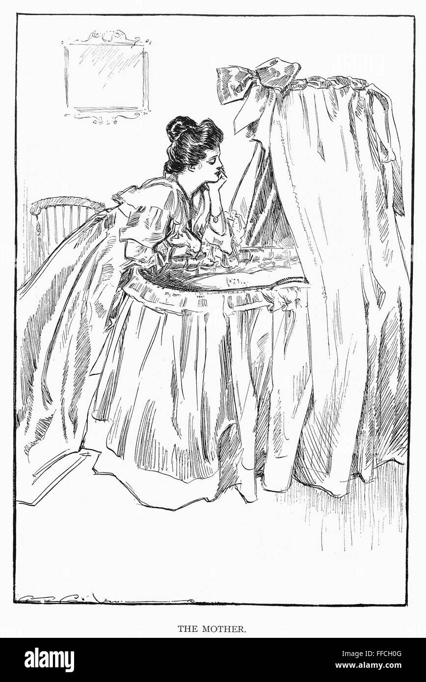 GIBSON: THE MOTHER, 1899. /nPen and ink drawing, 1899, by Charles Dana ...