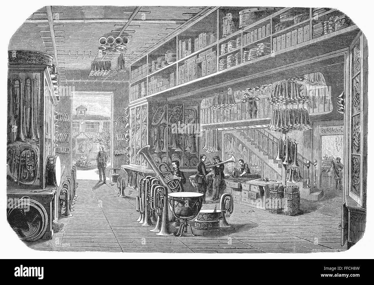 INSTRUMENT FACTORY, 1855. /nThe Gautrot musical instrument factory in ...