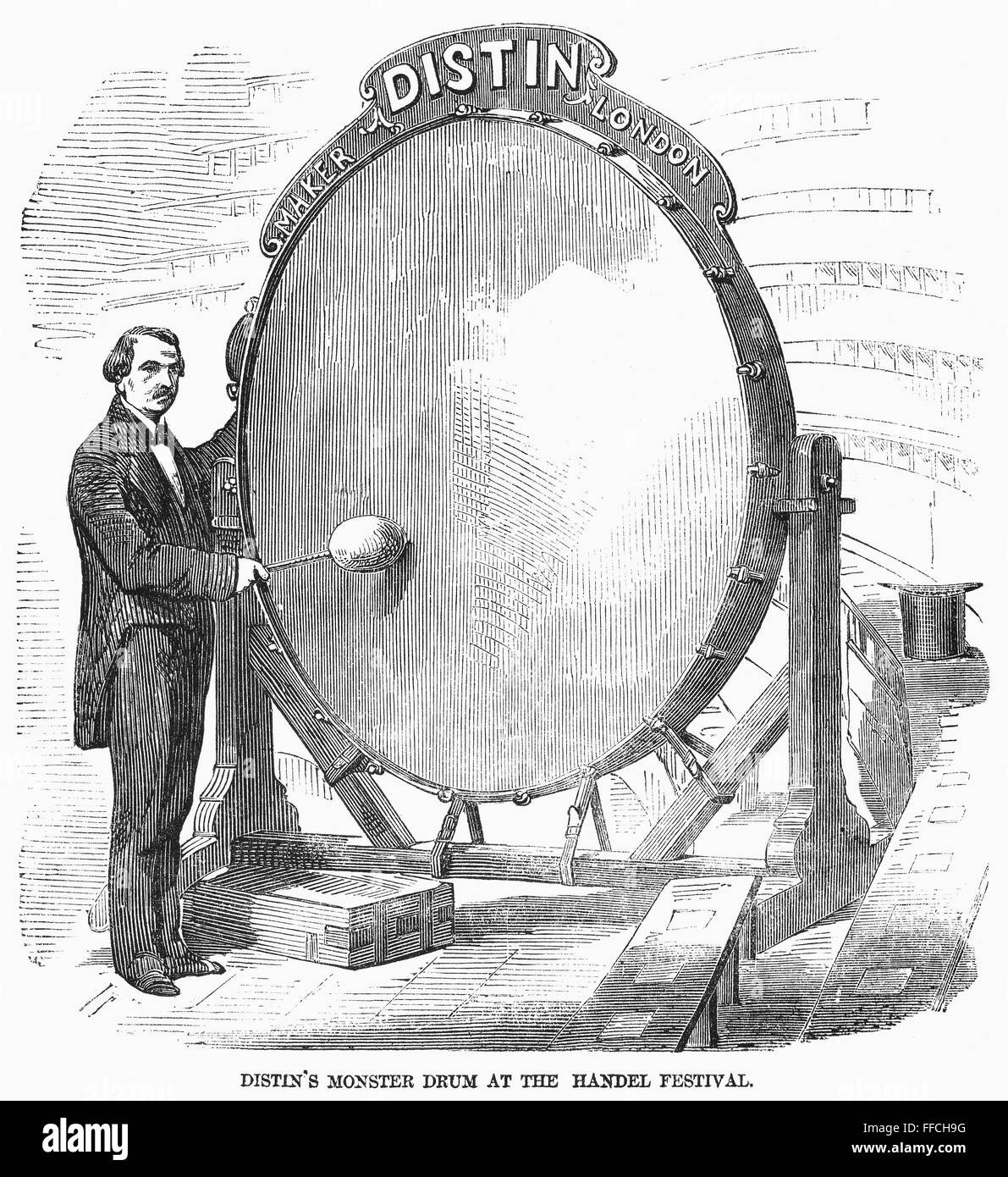 DISTIN'S DRUM, 1857. /n'Monster Bass Drum' produced by Henry Distin for ...