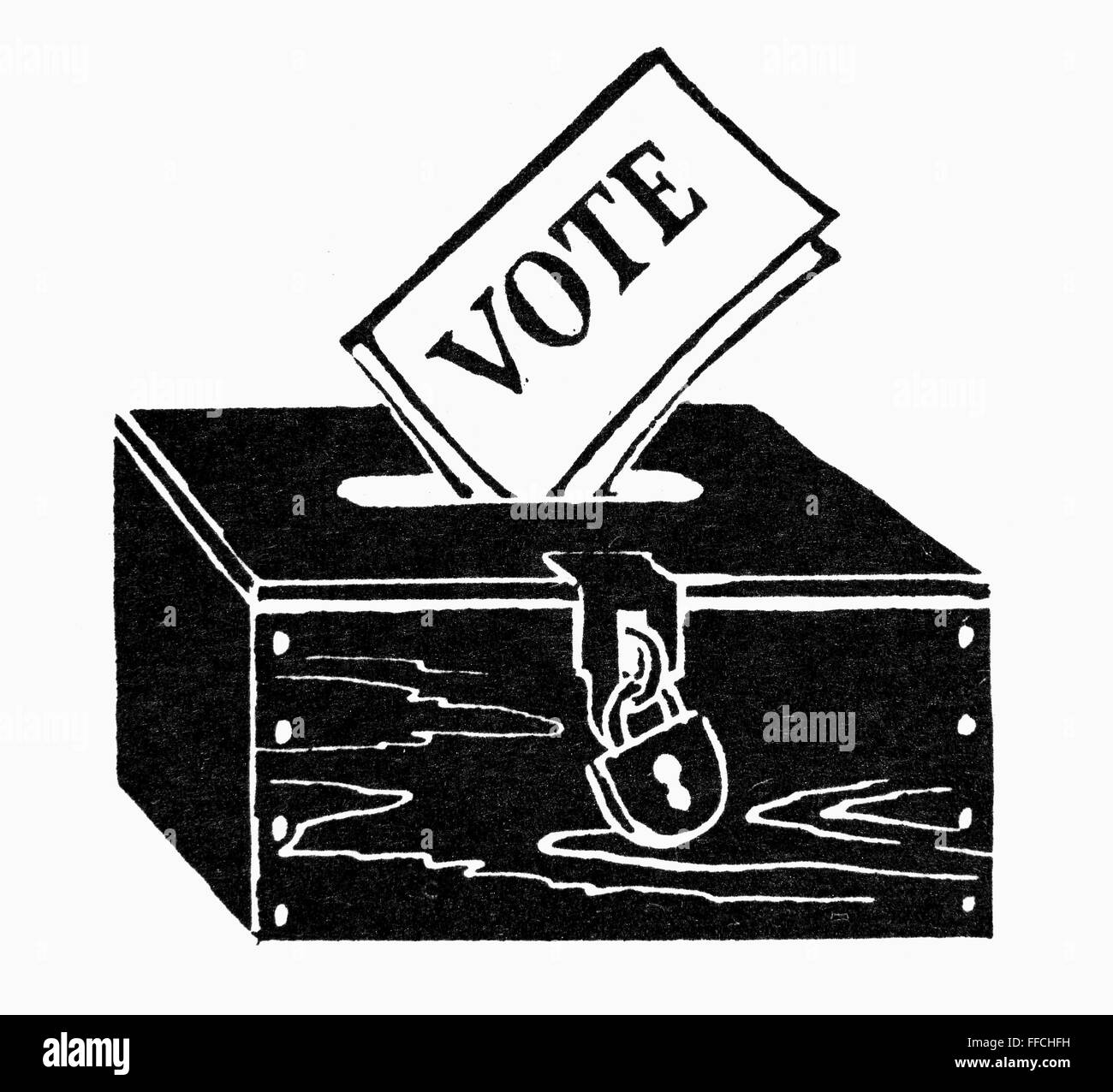 SYMBOL: BALLOT BOX. /nSymbol of Democracy. Woodcut Stock Photo - Alamy