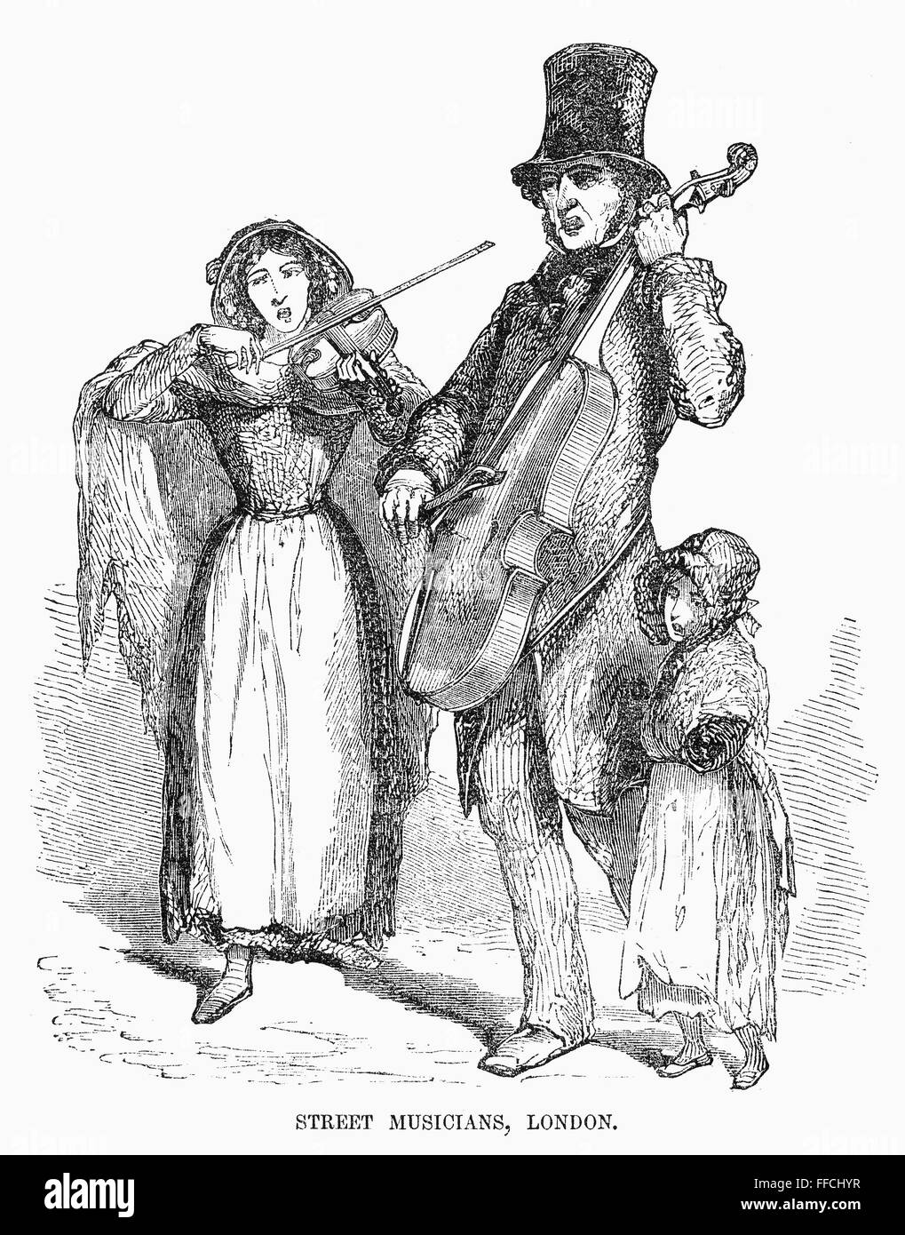 LONDON: STREET MUSICIANS. /nA family of street musicians in London ...