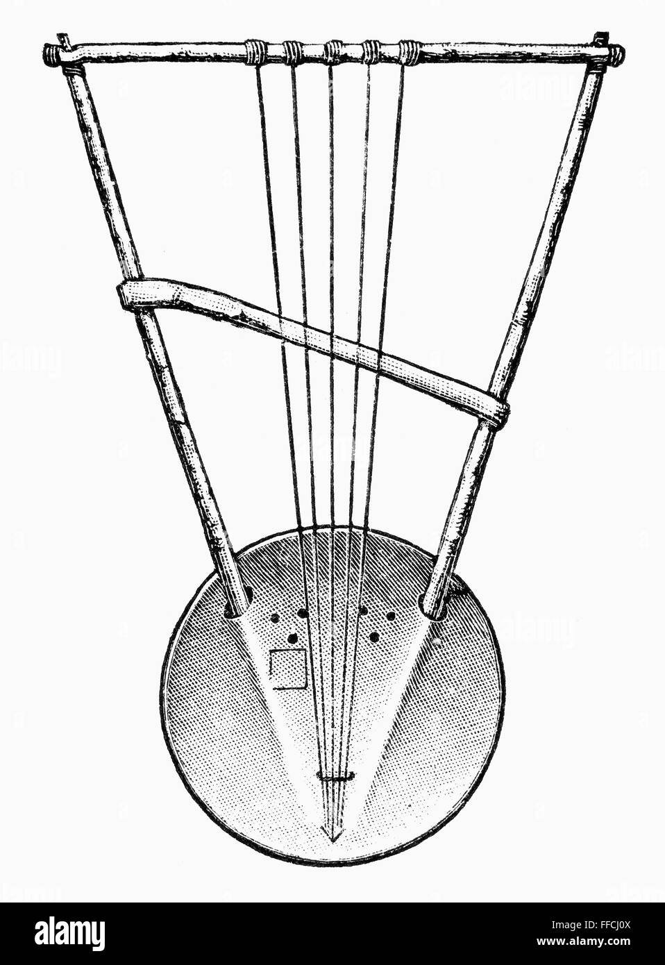 ANCIENT NUBIAN LYRE. /nA kissar, or lyre, from Ethiopia. Wood engraving ...
