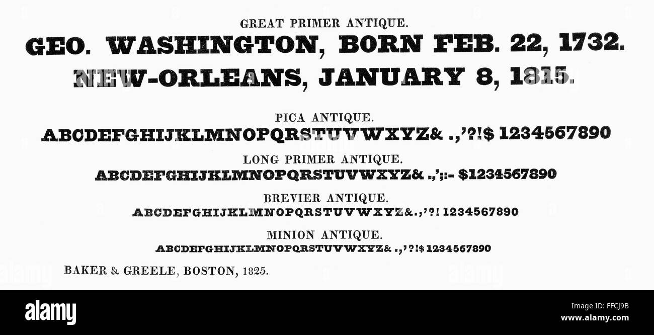 TYPOGRAPHY, 1825. /nGreat primer antique, a typeface from the catalog ...