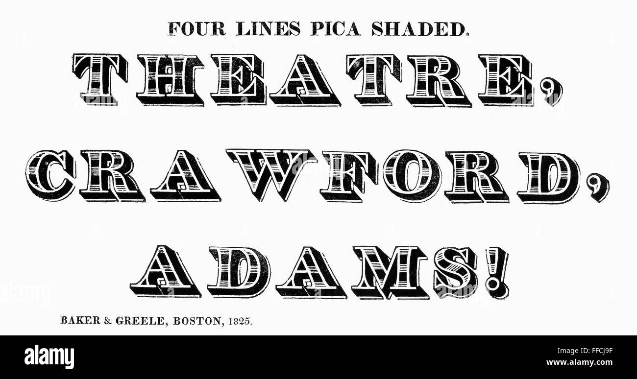 TYPOGRAPHY, 1825. /nFour lines pica shaded, a typeface from the catalog ...