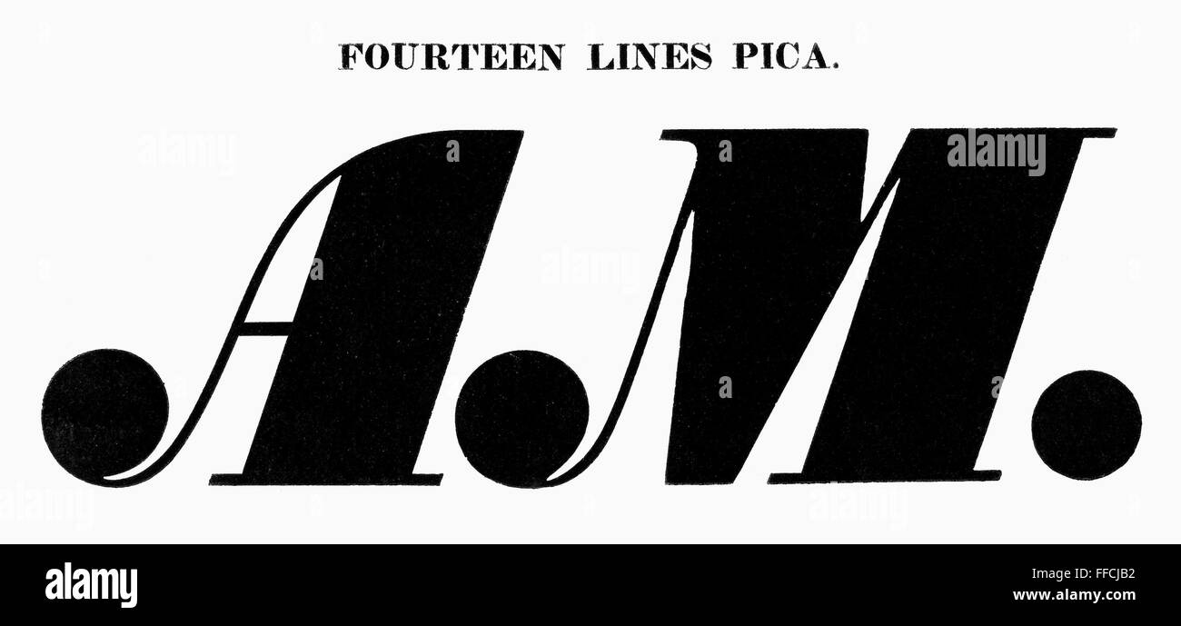 TYPOGRAPHY, 1825. /nFourteen lines pica, a typeface from the catalog of ...