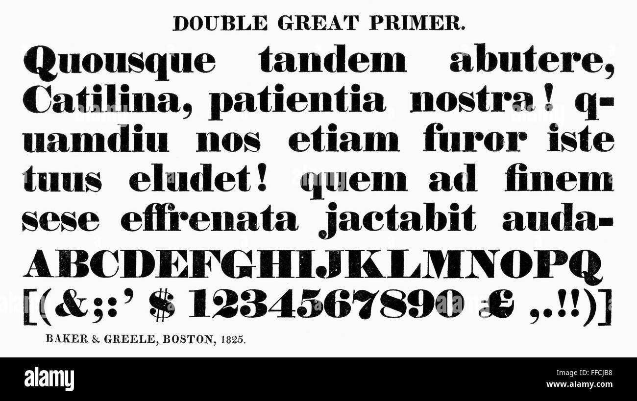 TYPOGRAPHY, 1825. /nDouble great primer, a typeface from the catalog of ...
