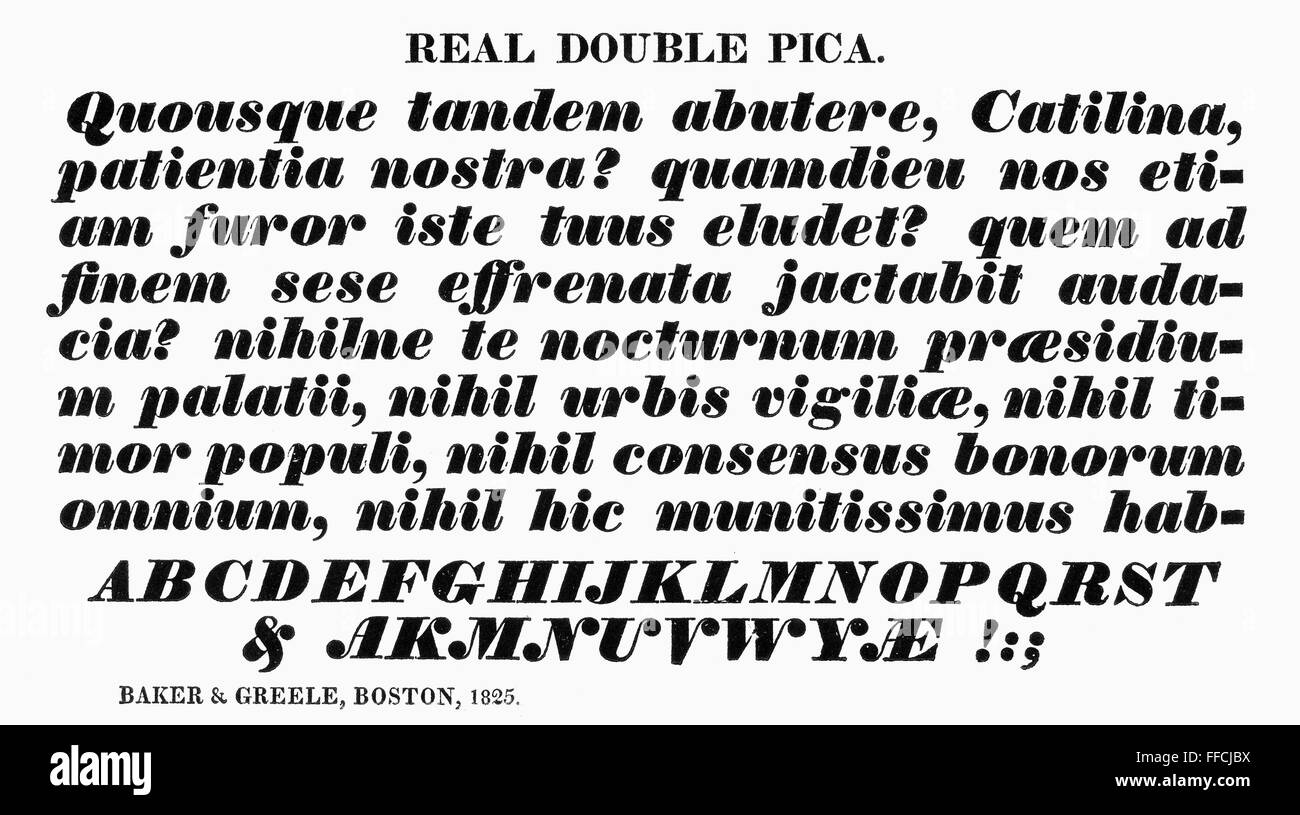 TYPOGRAPHY, 1825. /nReal double pica, a typeface from the catalog of ...