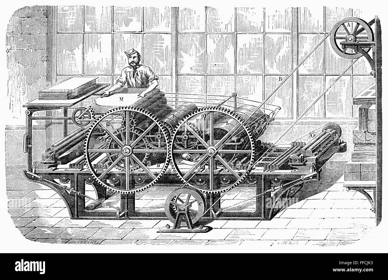 19th century printing press Black and White Stock Photos & Images - Alamy