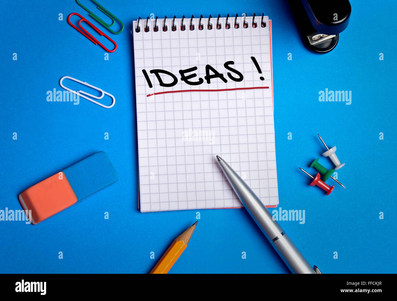 Ideas word on notebook page Stock Photo - Alamy