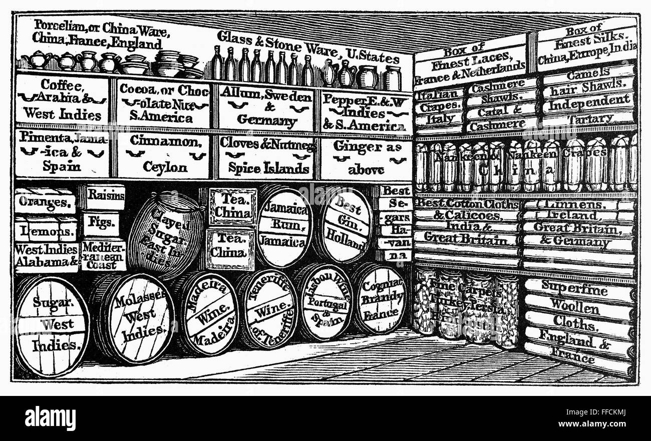 COUNTRY STORE, 1826. /nStock items of a typical New England country ...