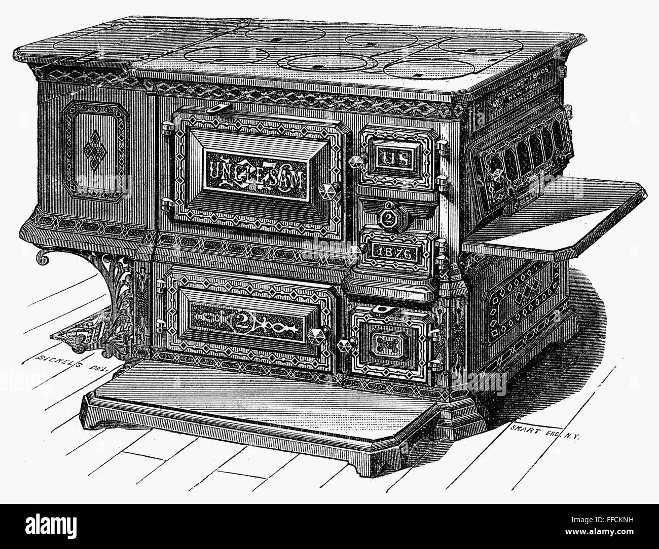 STOVE, 1876. /nAdvertisement for an Uncle Sam range. Wood engraving ...